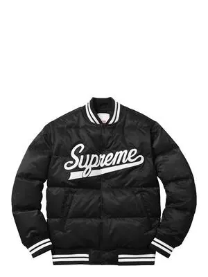 Supreme Script Varsity Puffy Jacket - Black