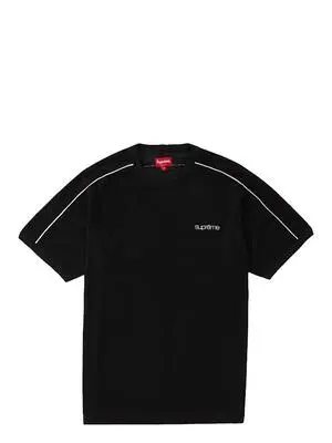 Supreme Shoulder Stripe Terry Short Sleeve Top - Black