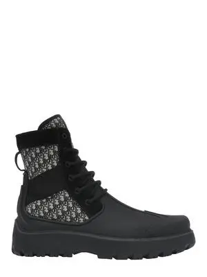 Dior Garden Lace Up Ankle Boots - Black/beige