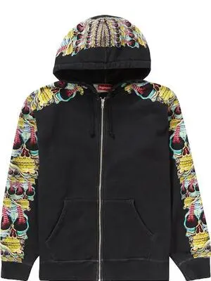 Supreme Skulls Zip Up Hooded Sweatshirt - Black