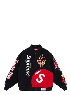 Supreme Skittles Mitchell & Ness Varsity Jacket - Black