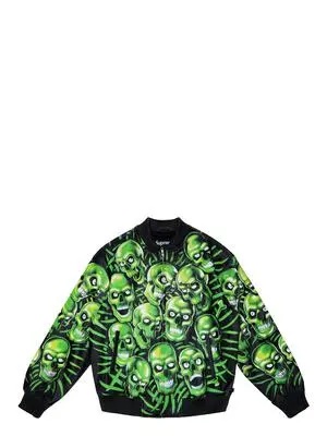 Supreme Skull Pile Leather Bomber Jacket - Green