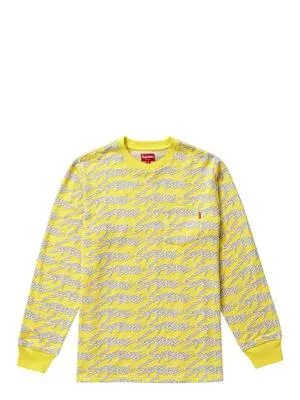 Supreme Signature Script Logo Long Sleeve Pocket Tee Shirt - Yellow