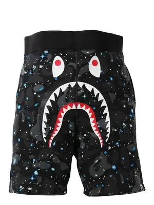 A BATHING APE Space Camo Shark Sweat Shorts - Black