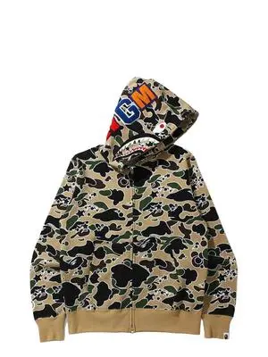 A BATHING APE Camo Shark Full Zip Hoodie Yellow