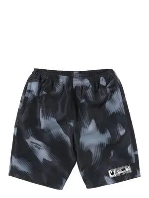 A BATHING APE Stroke Camo Beach Shorts - Black