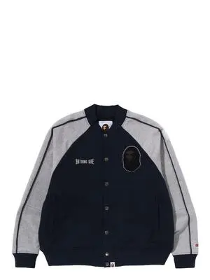 A BATHING APE Sweat Varsity Jacket - Navy Blue