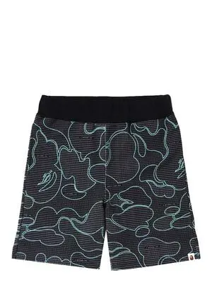 A BATHING APE Text Code Camo Sweat Shorts - Black