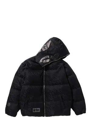A BATHING APE Sport Monogram Shark Hoodie Puffer Down Jacket - Black
