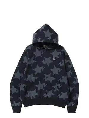 A BATHING APE Sta Pattern Loose Fit Pullover Hoodie - Black