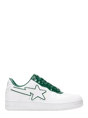 A BATHING APE Sta Patent Leather Sneakers - White/green