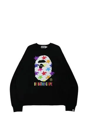 A BATHING APE Sta Pattern Loose Fit Crewneck Sweatshirt - Black
