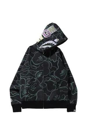 A BATHING APE Text Code Camo Shark Full Zip Hoodie