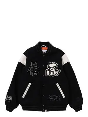 A BATHING APE Switch Shoulder Varsity Jacket - Black