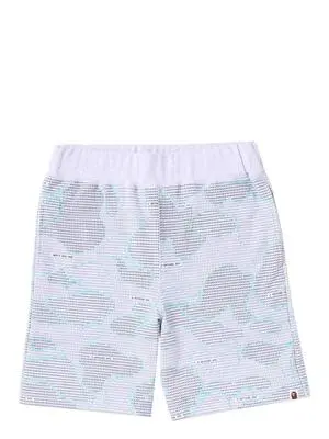 A BATHING APE Text Code Camo Sweat Shorts - Gray