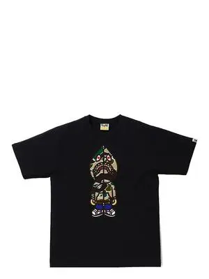 A BATHING APE Sta Camo Classic Milo Shark Tee Shirt - Black/yellow