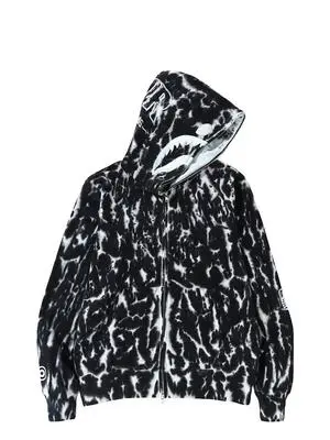 A BATHING APE Tie Dye Ponr Shark Wide Full Zip Hoodie - Black