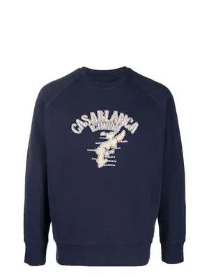 Casablanca Ichiban Map Crewneck Sweatshirt - Navy Blue