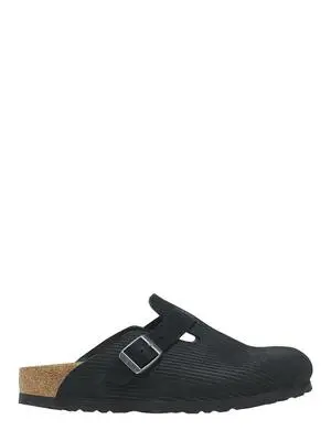 BIRKENSTOCK Boston Embossed Corduroy Slides - Black