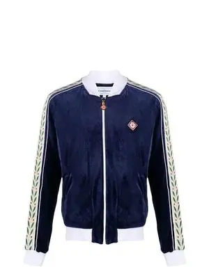 Casablanca Laurel Velour Tracksuit Top - Navy Blue