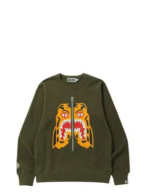 A BATHING APE Tiger Crewneck Sweatshirt - Olivedrab Green