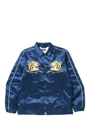 A BATHING APE Tiger Embroidery Coach Jacket - Blue