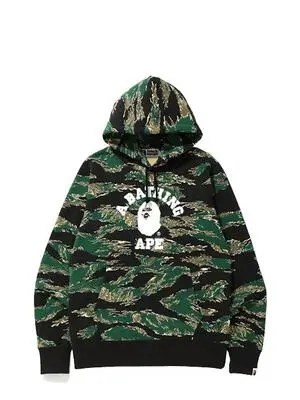 A BATHING APE Tiger Camo College Pullover Hoodie - Green