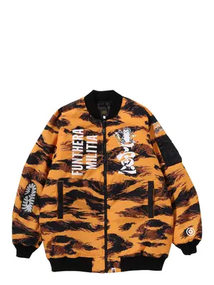 A BATHING APE Tiger Camo Long Ma1 Jacket - Orange