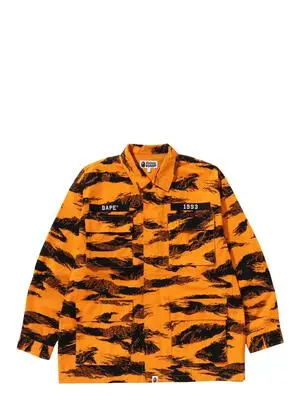 A BATHING APE Tiger Camo Relaxed Fit Military Shirt - Orange