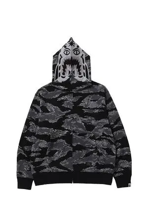 A BATHING APE Tiger Camo Relaxed Fit Full Zip Hoodie - Black