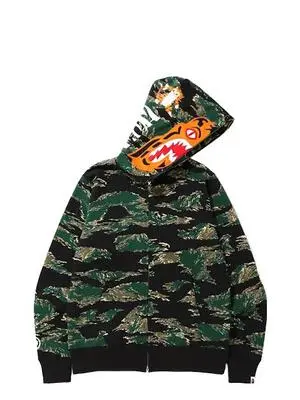A BATHING APE Tiger Camo Full Zip Hoodie - Green