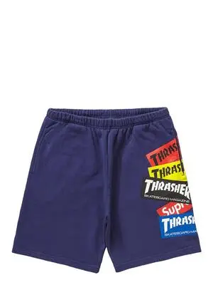 Supreme Thrasher Logo Sweatshort Washed Navy Blue