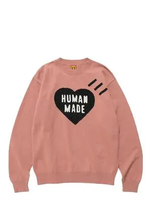 HUMAN MADE Heart Long Sleeve Knit Sweater - Pink