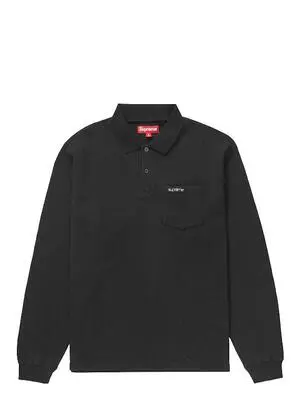 Supreme Thermal Long Sleeve Polo Shirt - Black