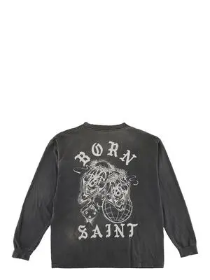 SAINT MXXXXXX X Born X Raised Born Saint Long Sleeve T-shirt - Vintage Black