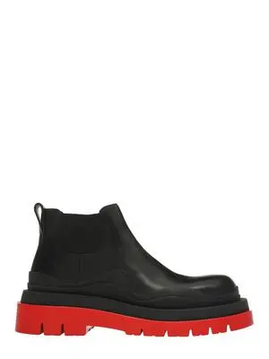 Bottega Veneta Tire Ankle Chelsea Boot - Black/red