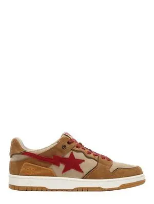 BAPE A Bathing Ape Sk8 Stain Sneakers Wheat/red