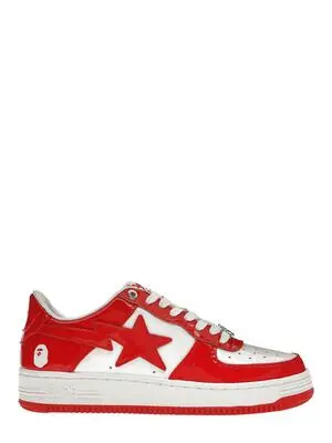 BAPE A Bathing Ape Bape Sta Patent Leather Sneakers White/red