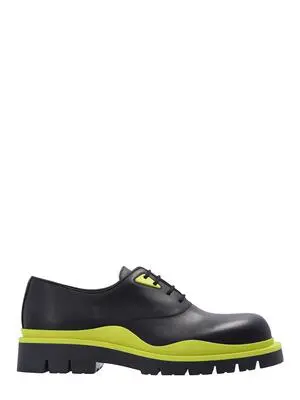Bottega Veneta Tire Lace Up Leather Shoes - Black/green