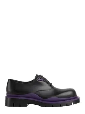 Bottega Veneta Tire Lace Up Leather Shoes - Black/purple