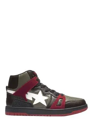 BAPE A Bathing Ape Bape Sta 93 Hi Sneakers Khaki Green/dark Red/black