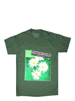TRAVIS SCOTT Astroworld Festival Run Flower Tee Shirt - Olive