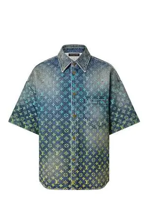 LOUIS VUITTON Rainbow Monogram Shortsleeved Denim Shirt - Indigo Blue