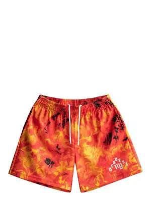BRAVEST STUDIOS Flame Printed Shorts - Red/orange