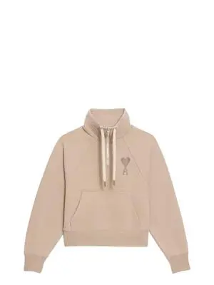 Ami De Coeur Half-zip Sweatshirt - Beige Fonce