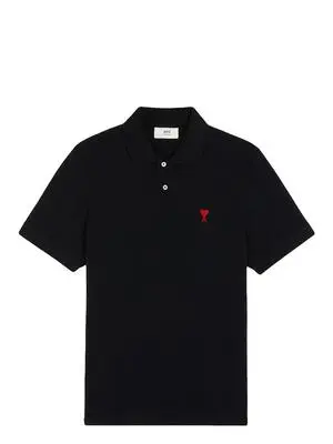 Ami Ami De Coeur Embroide Polo Shirt Black/red