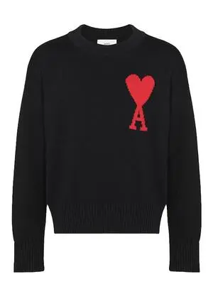Ami De Coeur Intarsia Merino Wool Oversized Sweater - Black