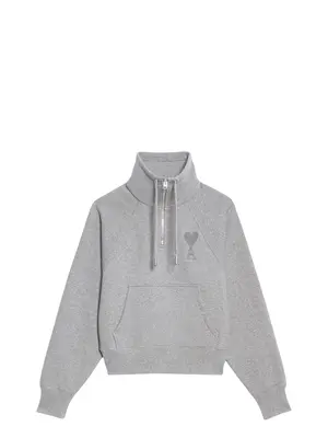 AMI Paris Ami De Coeur Half-Zip Sweatshirt Grey/grey