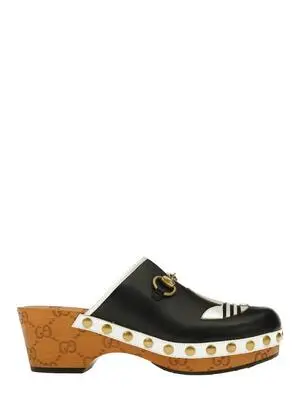 Gucci Adidas X Leather Clog - Black/white/brown