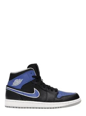 JORDAN 1 Retro Mid Sneakers - Black/metallic Platinum/game Royal